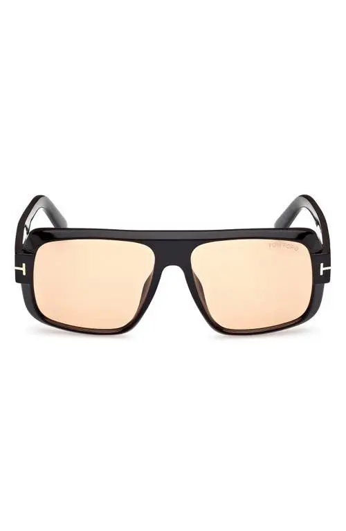 TOM FORD Turner 58mm Navigator Sunglasses - Black Eco / T / Logo