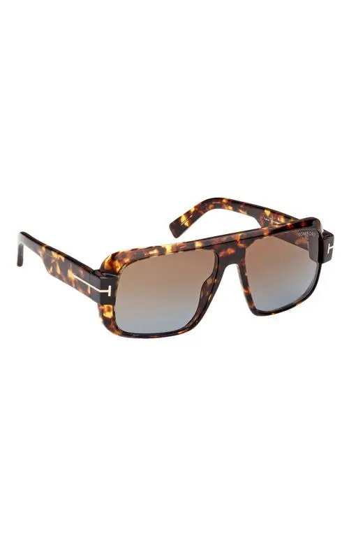 TOM FORD Turner 58mm Navigator Sunglasses - Havana / Brownlight Blue
