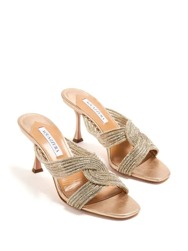 AQUAZZURA Gatsby 75mm Embellished Mules - Neutrals