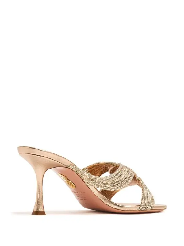 AQUAZZURA Gatsby 75mm Embellished Mules - Neutrals