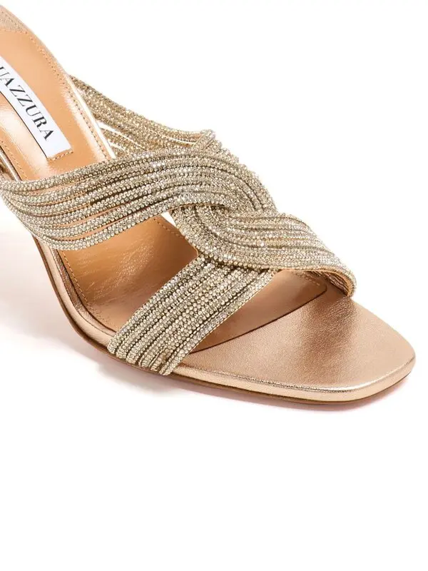 AQUAZZURA Gatsby 75mm Embellished Mules - Neutrals