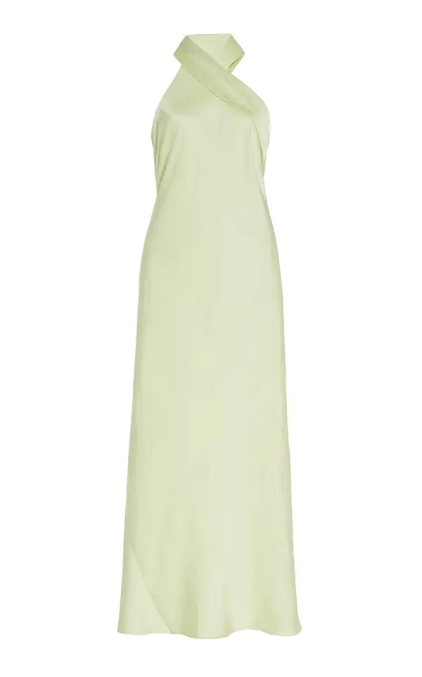 Galvan Pandora Satin Halter Maxi Dress