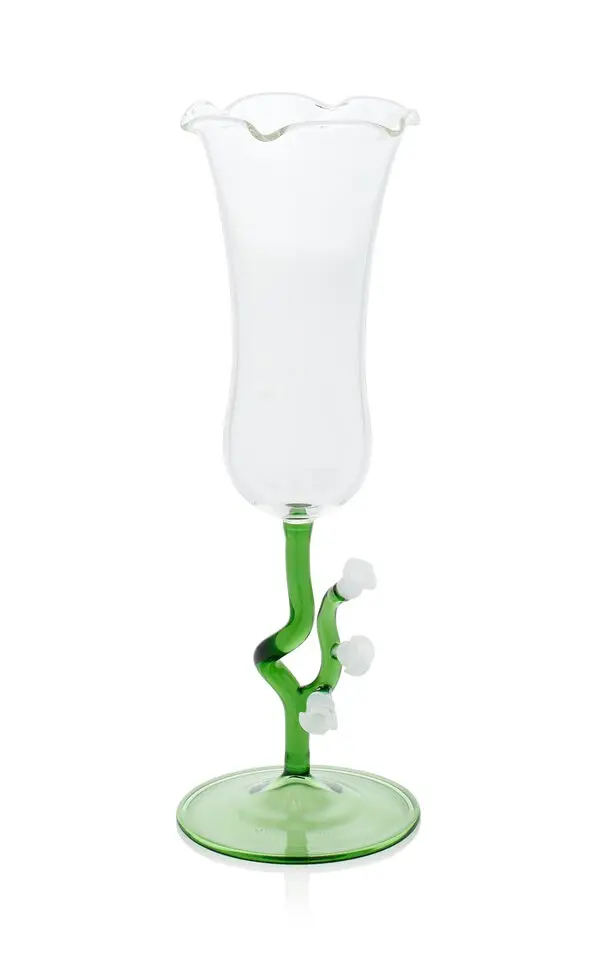 MODA DOMUS Lily Of The Valley Fluted Champagne Glass - Green