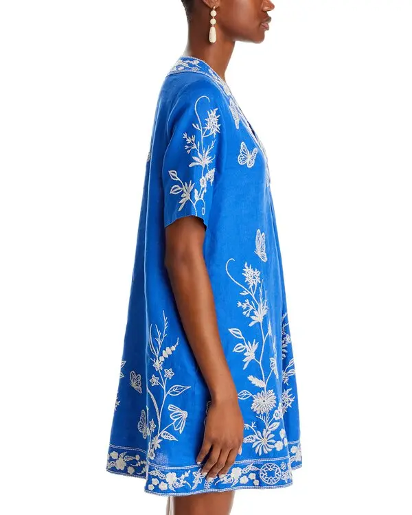 Johnny Was Domingo Linen Embroidered Dress In Admiral Blue - 70% Off |  Editorialist