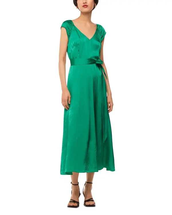 knee length dresses for ladies Whistles Midi Dress Navy Crepe US 0 Sleeveless Belted – Celebrity Owned