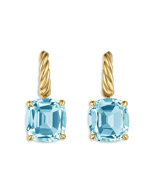 David Yurman Marbella Drop Earrings - Blue Topaz/gold