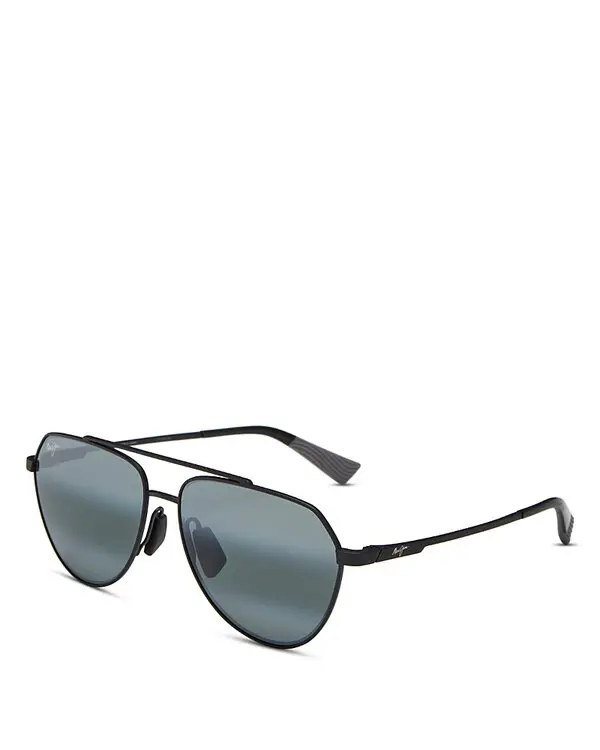Maui Jim Wai Wai Aviator Sunglasses, 59mm - Black/gray Polarized Solid