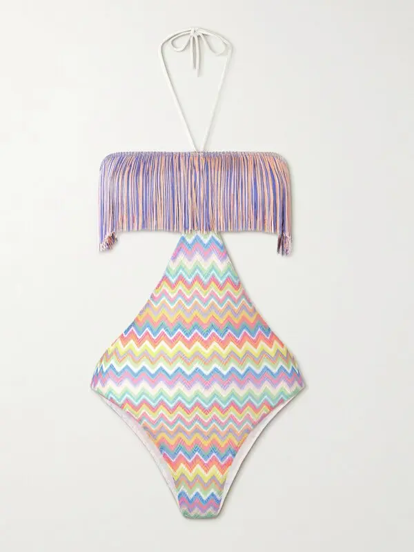 Missoni Fringed Striped Crochet Swimsuit