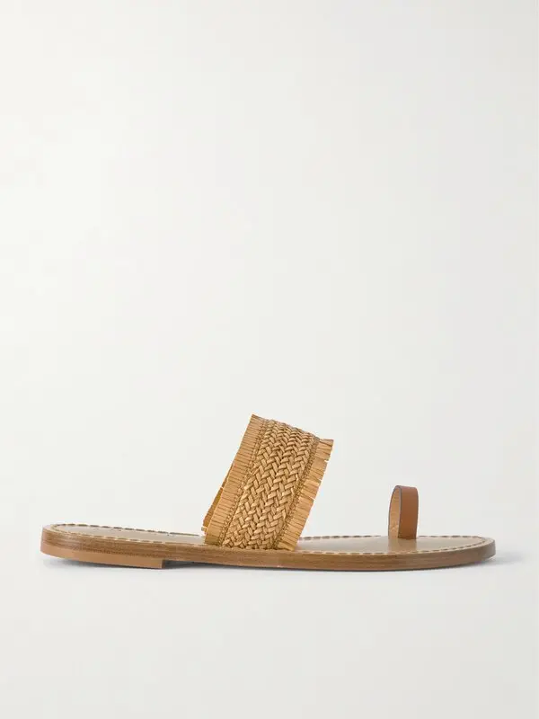 AMANU Shela Woven Raffia And Leather Sandals - Brown