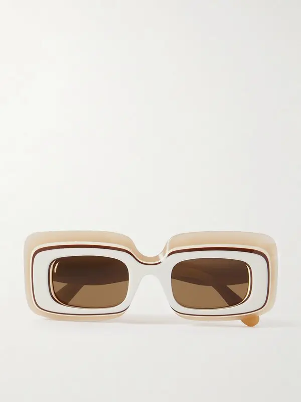 Loewe Paula's Ibiza Layered Rectangle-frame Sunglasses - Neutrals