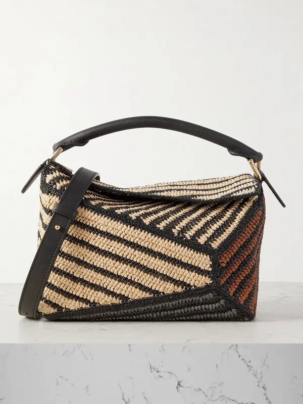 Loewe Paula's Ibiza Puzzle Edge Small Raffia Shoulder Bag