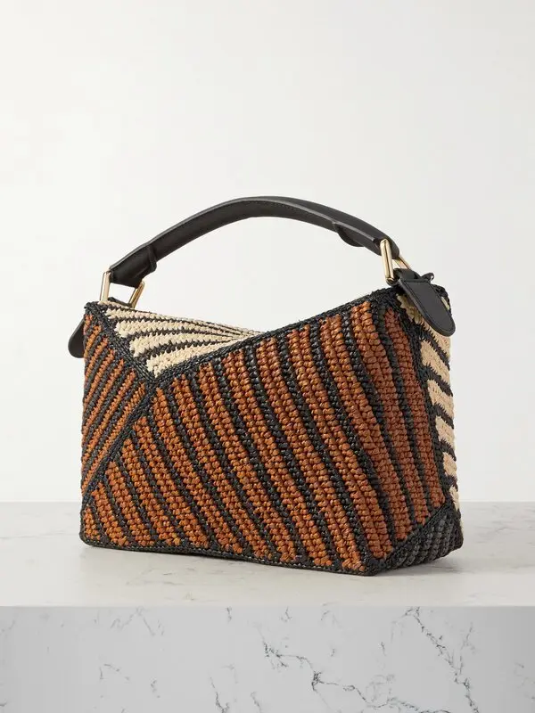 Loewe Paula's Ibiza Puzzle Edge Small Raffia Shoulder Bag