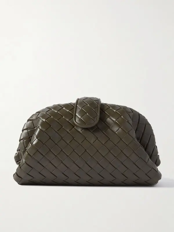 Bottega Veneta Intrecciato Leather Clutch - Green