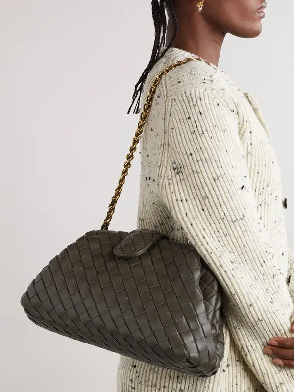 Bottega Veneta Intrecciato Leather Clutch - Green