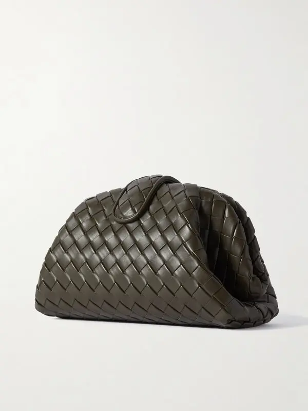 Bottega Veneta Intrecciato Leather Clutch - Green