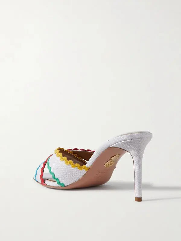 AQUAZZURA Ric Rac 75 Raffia Sandals - White