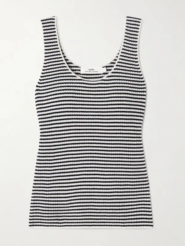 Arch4 Net Sustain Bebbington Striped Ribbed Cashmere Tank