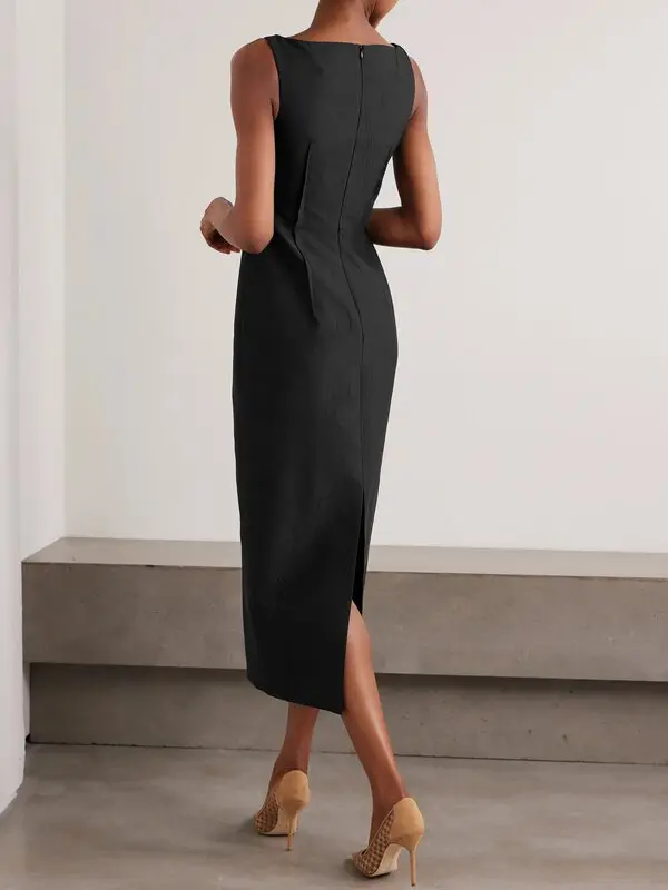 emilia wickstead black dress Ilyse Dress In Black Embossed Cloque