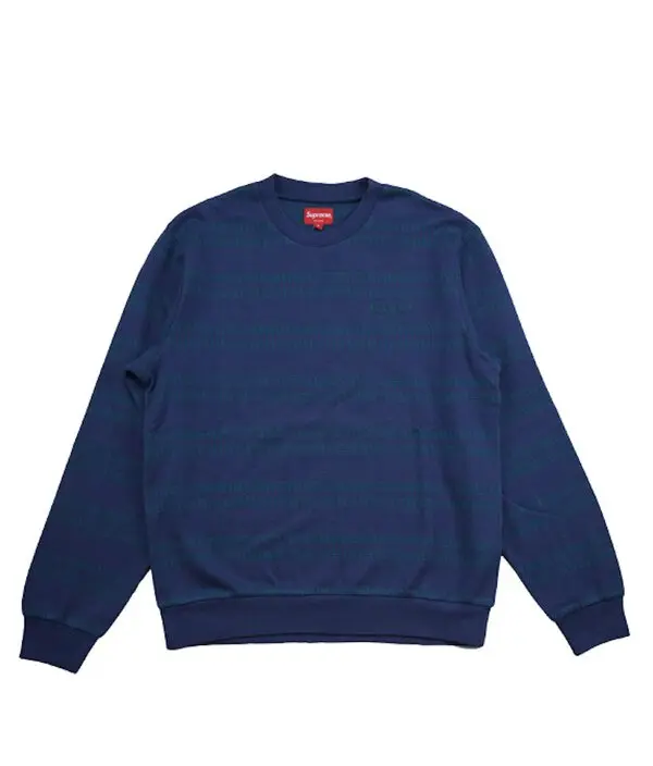 Supreme Dash Stripe Crewneck Sweatshirt - Navy Blue