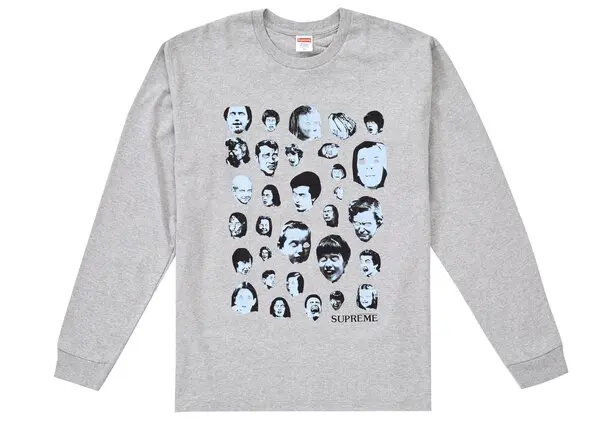 Supreme Faces Long Sleeve Tee Shirt - Heather Grey