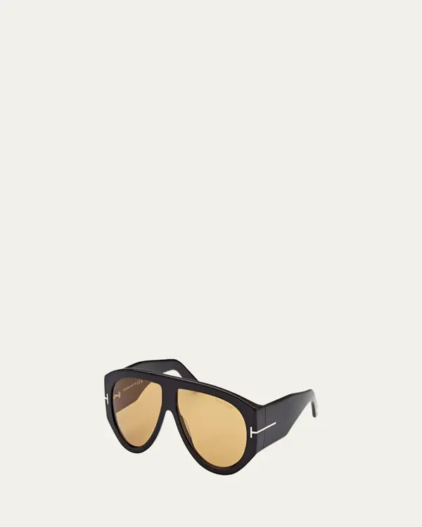 TOM FORD Bronson T-monogram Round Sunglasses - Sblk/brn