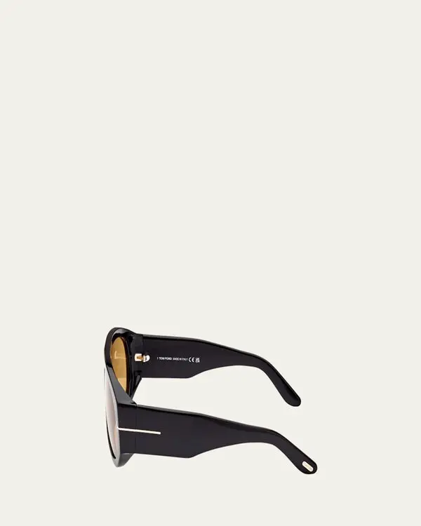 TOM FORD Bronson T-monogram Round Sunglasses - Sblk/brn