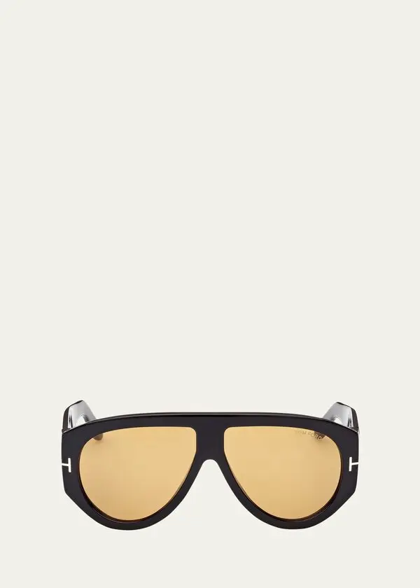 TOM FORD Bronson T-monogram Round Sunglasses - Sblk/brn