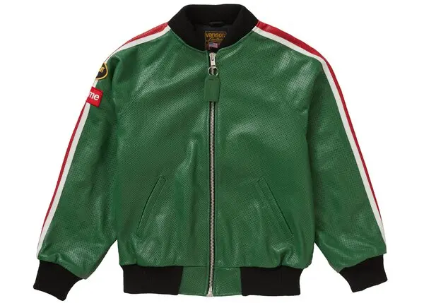 Supreme Vanson Leathers Perforated Bomber Jacket - Green