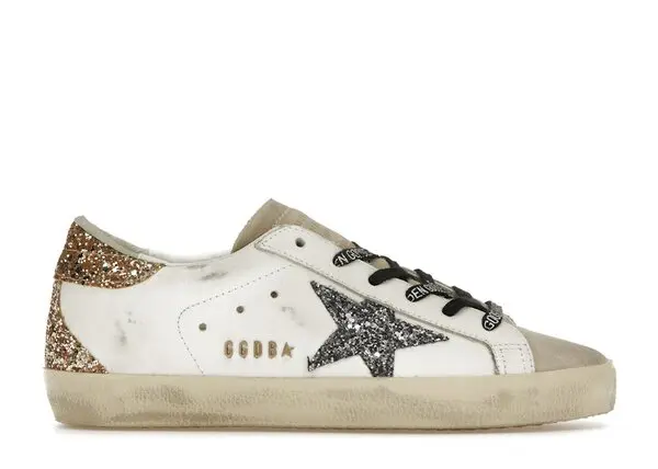 GOLDEN GOOSE Superstar Glitter Sneakers - White/silver/gold