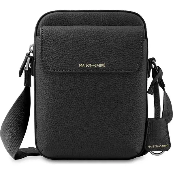 MAISON DE SABRE Leather Messenger Bag - Black Caviar