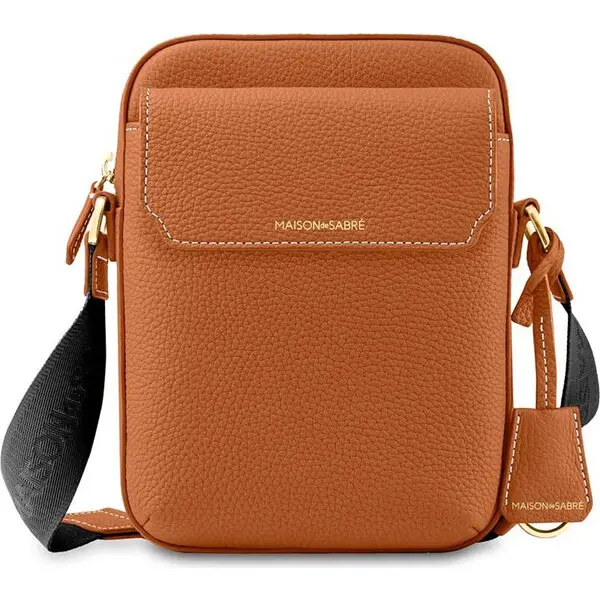 MAISON DE SABRE Leather Messenger Bag - Pecan Brown