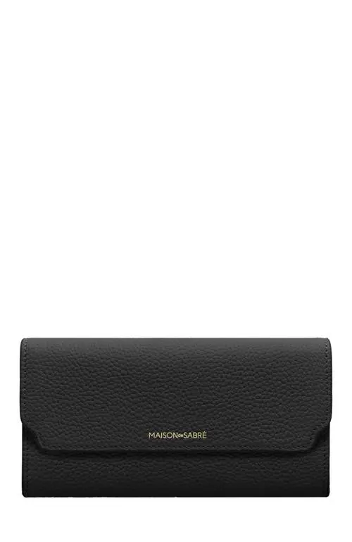 MAISON DE SABRE Long Leather Flap Wallet - Pomegranate Caviar