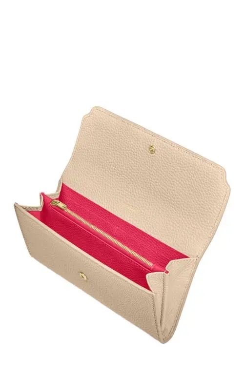 MAISON DE SABRE Long Leather Flap Wallet - Saharan Fuchsia