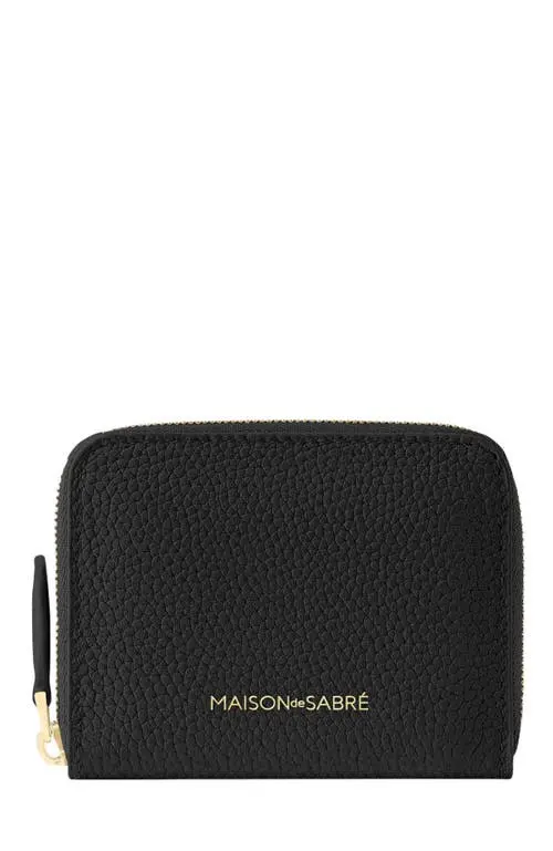 MAISON DE SABRE Small Leather Zipped Wallet - Black Caviar