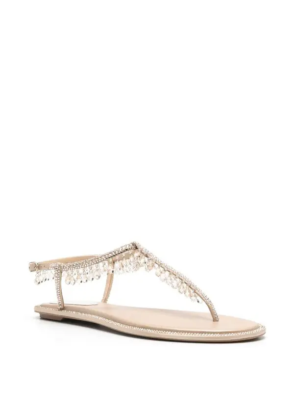 Rene Caovilla Embellished Leather Thong Sandals