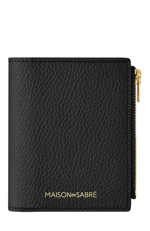 MAISON DE SABRE Small Leather Bifold Wallet - Black Caviar