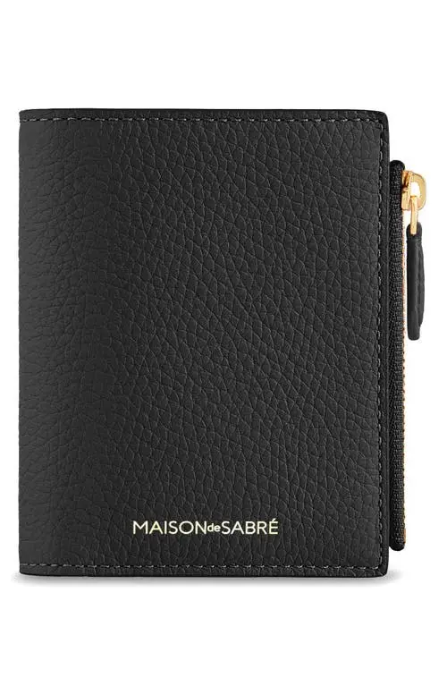 MAISON DE SABRE Small Leather Bifold Wallet - Black Caviar