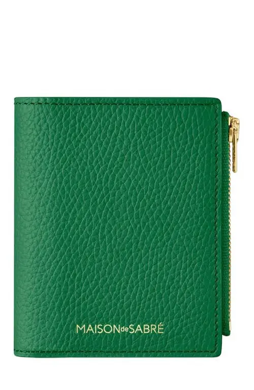 MAISON DE SABRE Small Leather Bifold Wallet - Emerald Lily