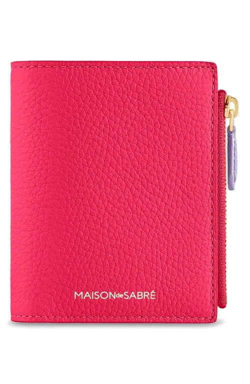 MAISON DE SABRE Small Leather Bifold Wallet - Fuchsia Lavender
