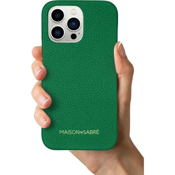 MAISON DE SABRE Leather Phone Case - Emerald Green