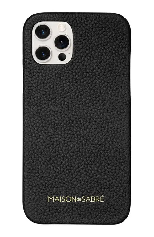 MAISON DE SABRE Leather Phone Case - Black Caviar