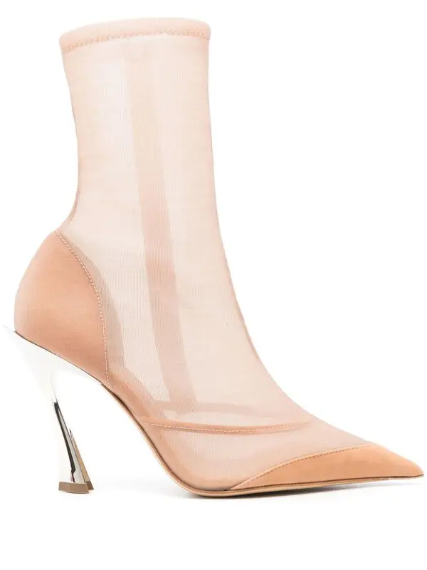 MUGLER 100mm Semi-sheer Ankle Boots - Neutrals