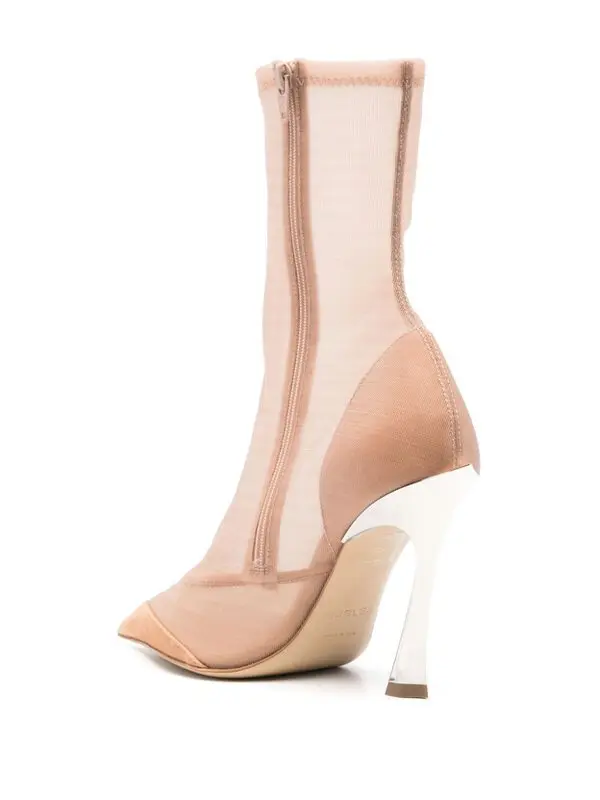 MUGLER 100mm Semi-sheer Ankle Boots - Neutrals