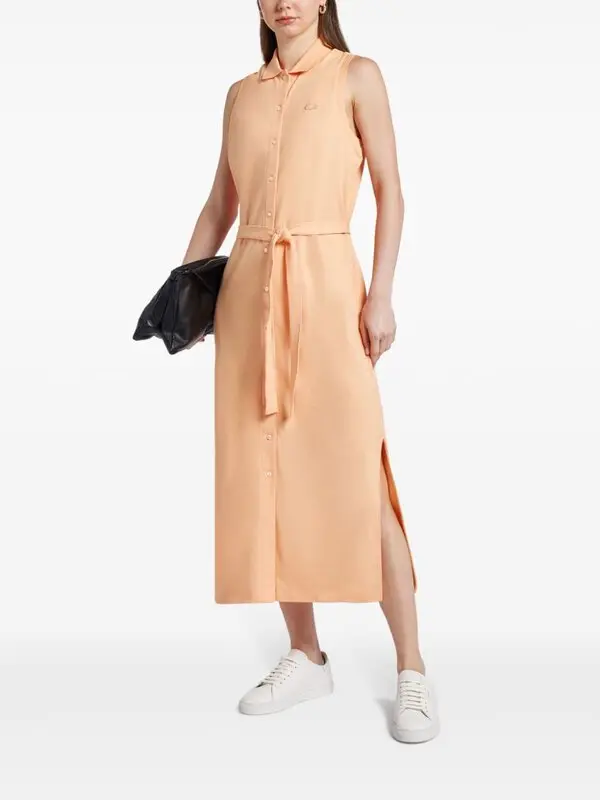 lacoste orange dress 60s Lacoste Dress David Crystal Orange Polo Short Sleeve Button Front Pique  Knit Pockets Mod Preppy Tennis Vintage Lacoste Style Medium M