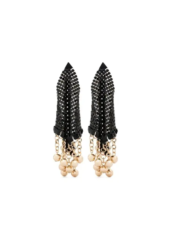 Rabanne Draped Chainmail Drop Earrings - Black