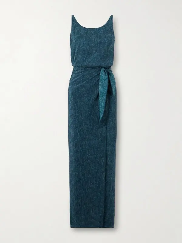CORTANA Malena Printed Silk-crepe Maxi Dress