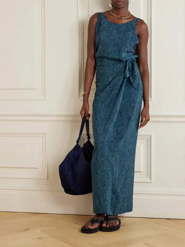 CORTANA Malena Printed Silk-crepe Maxi Dress