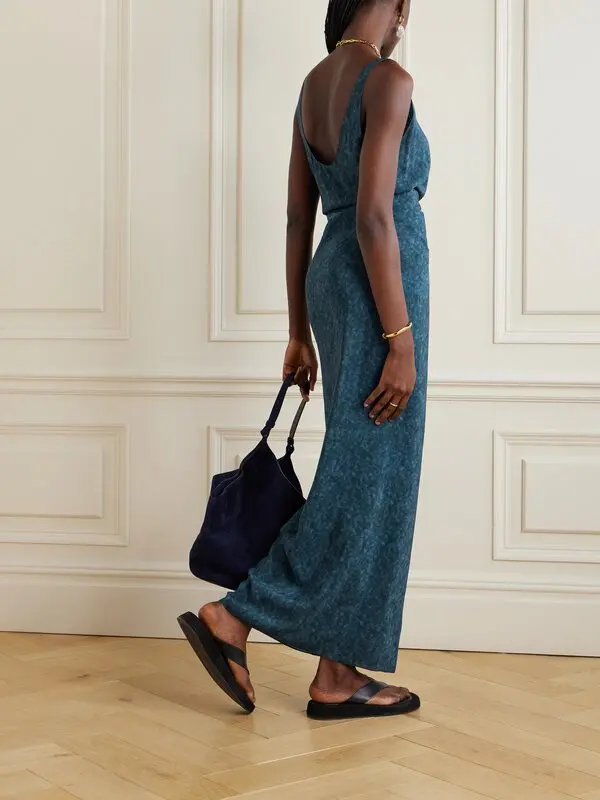 CORTANA Malena Printed Silk-crepe Maxi Dress