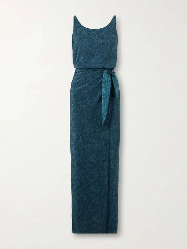 CORTANA Malena Printed Silk-crepe Maxi Dress