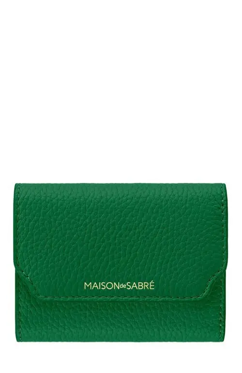 MAISON DE SABRE Leather Trifold Wallet - Emerald Lily